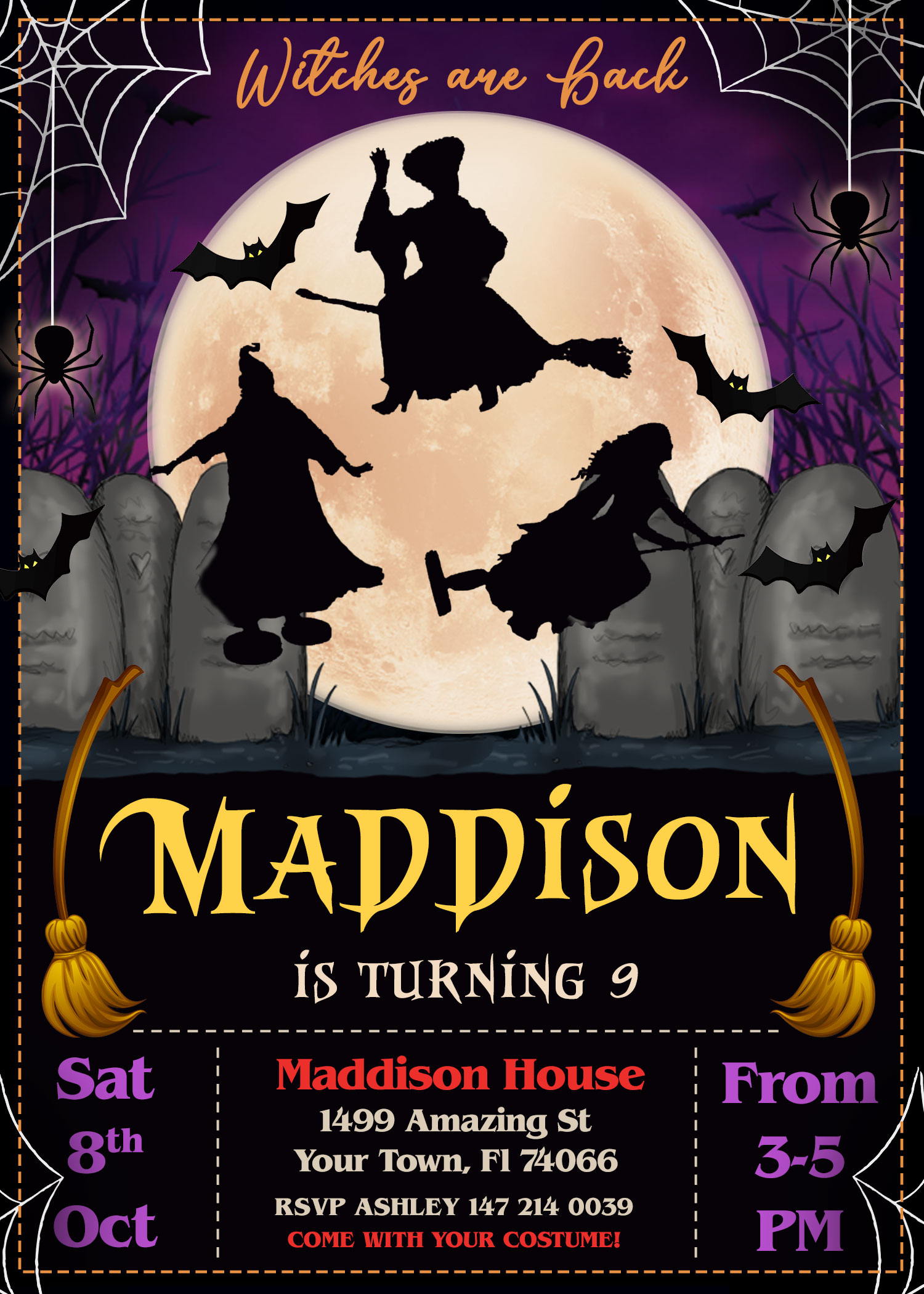 Hocus Pocus 2 Birthday Invitation Amazing Design